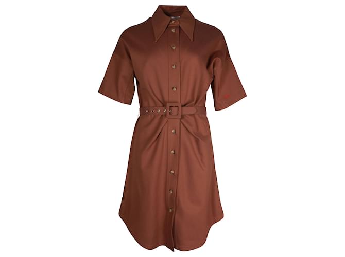 Victoria Victoria Beckham Ponti Logo-Embroidered Mini Shirt Dress in ...