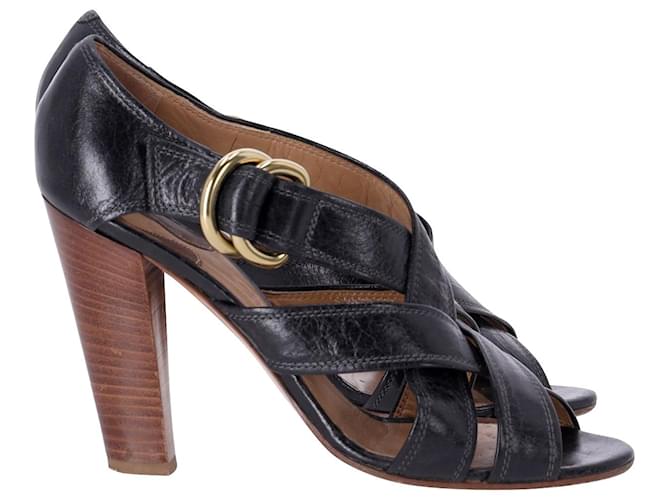 Chloé Chloe Cross Over Strappy Sandals in Black Leather ref.1018807 ...