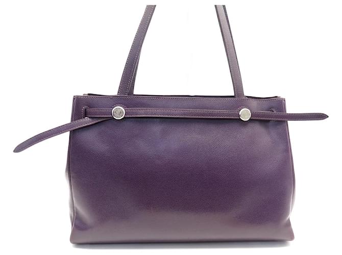 Hermès HERMES CABANA HANDBAG 35 PLUM SEED LEATHER TOTE PLUM LEATHER ...