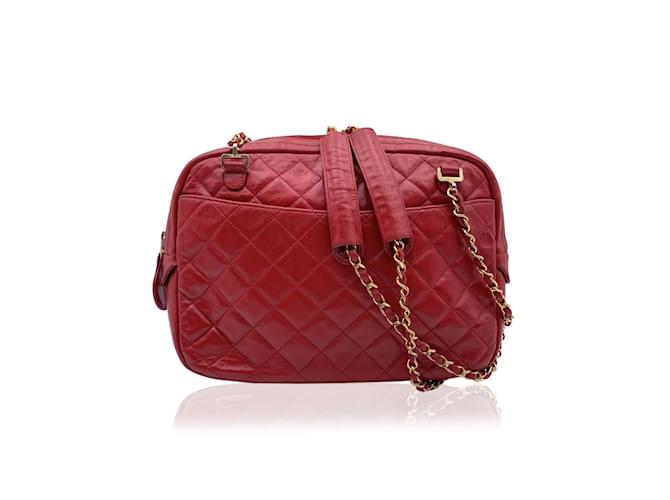 Chanel Shoulder Bag Vintage Camera Bag Red Leather ref.1020446 - Joli ...