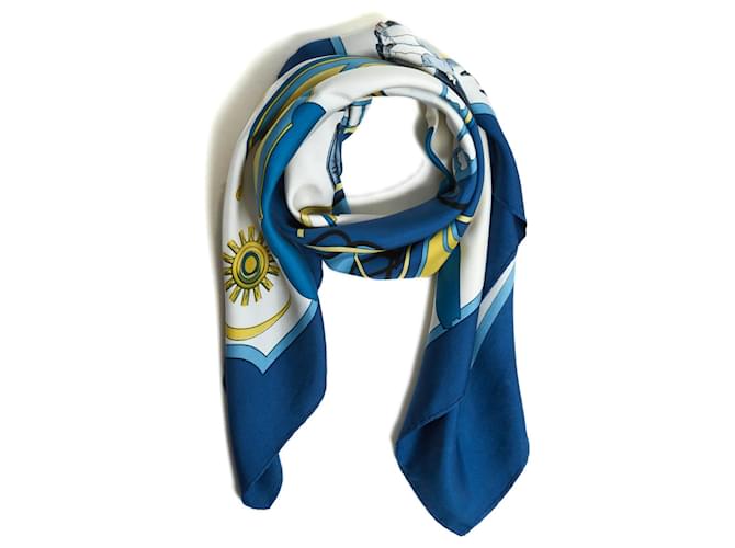 Hermès Carré 90 Bodybuilder Blue 1975 Silk ref.1021234 - Joli Closet