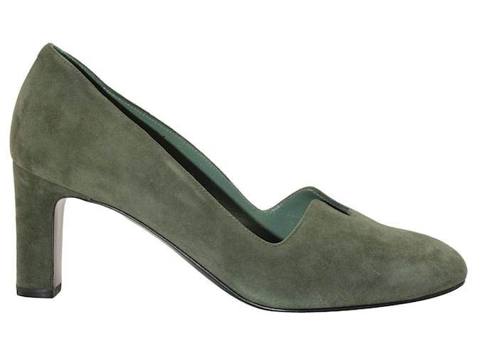 Hermès Hermes Cut-Out Pumps in Olive Green Suede ref.1025597 - Joli Closet