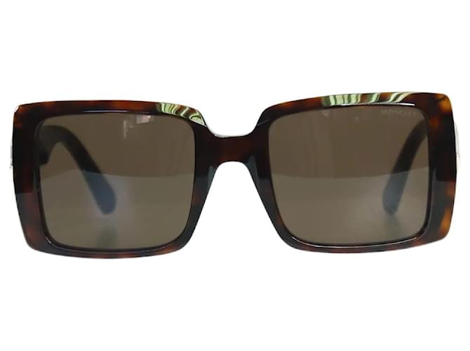 Moncler Brown tortoise shell square-framed sunglasses ref.1025729 ...