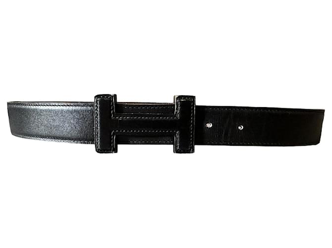 Hermès Vintage H logo belt Black Leather ref.1028381 - Joli Closet