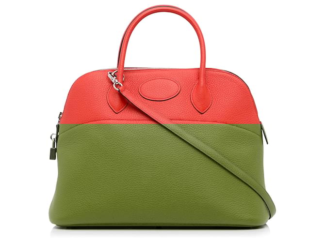 Hermès Hermes Red Clemence Bolide 31 Leather Pony-style calfskin ref ...