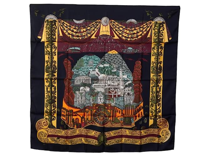 Hermès HERMES CARRE 90 Black Silk ref.1033108 - Joli Closet