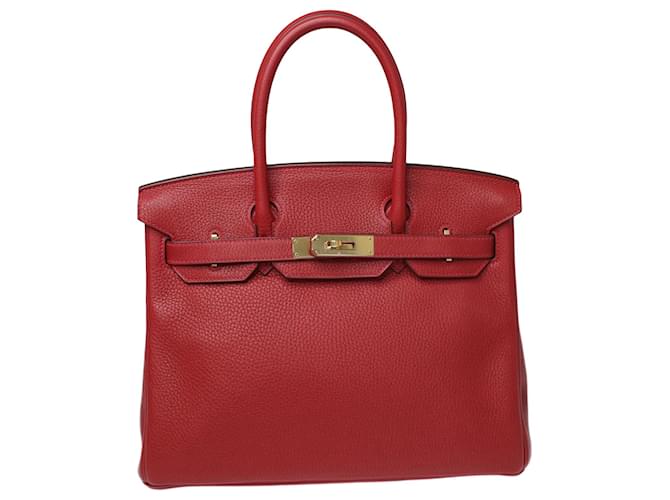 Hermès RED Birkin 30 w Gold Hardware Golden Cloth ref.1036198 - Joli Closet
