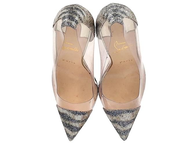 Christian Louboutin Debout 100 Escarpins à imprimé pailleté en PVC ...