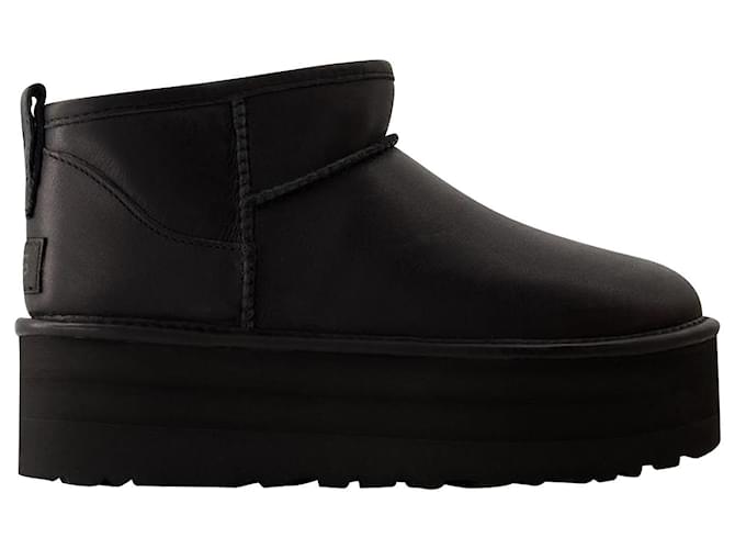Classic Ultra Mini Platform Ankle Boots - Ugg - Leather - Black ref ...
