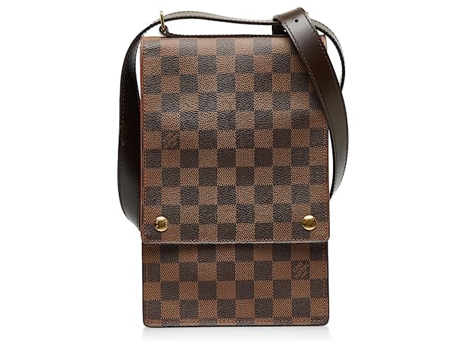 Louis Vuitton Brown Damier Ebene Portobello Leather Cloth Pony-style ...