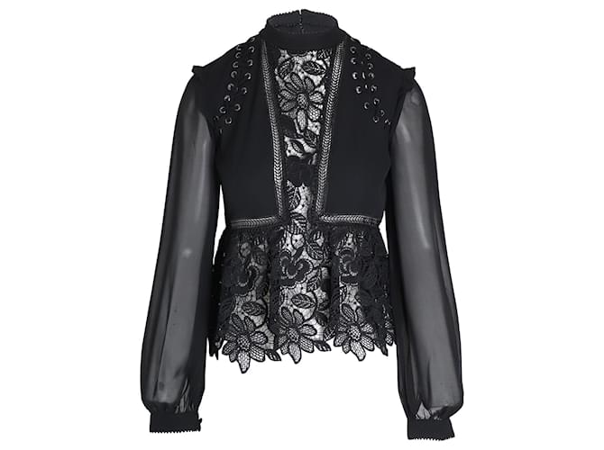 Self portrait Self-Portrait Sheer Top in Black Polyester ref.1040846 ...