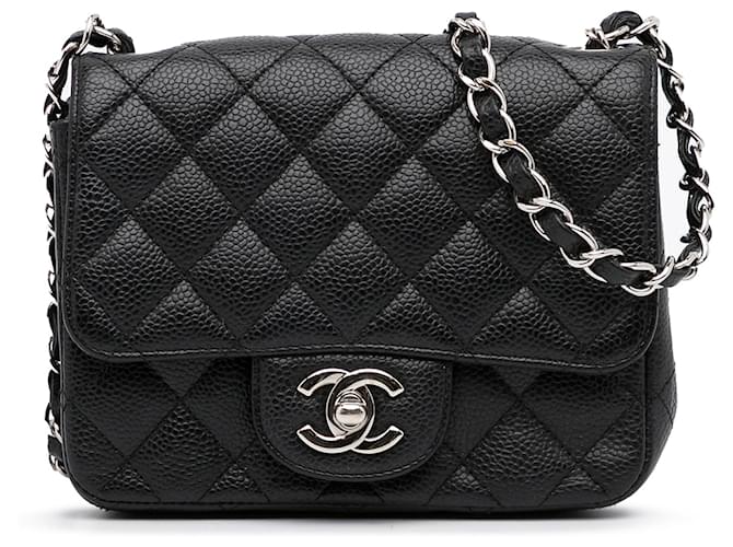 Chanel Black Mini Classic Square Caviar Leather Flap Bag ref.1041713 ...