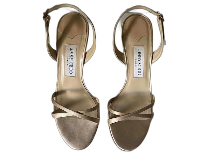 Jimmy Choo Heels Beige Satin ref.1050765 - Joli Closet