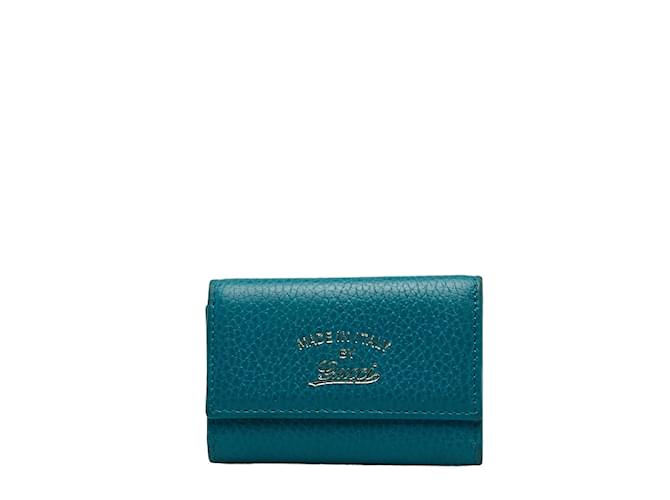 Gucci Leather Swing Train Key Holder 354499 Blue Pony-style calfskin ...