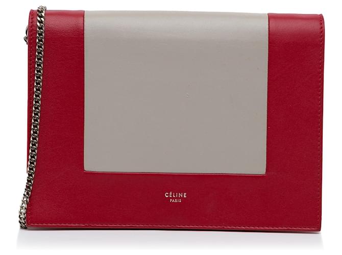 Céline Celine Red Frame Leather Wallet on Chain Pony-style calfskin ref ...