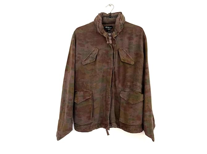 Isabel Marant Etoile “Isha” washed linen army parka Dark red ref ...