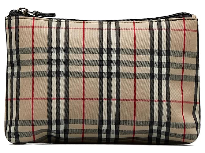 Burberry Brown House Check Pouch Beige Cloth Cloth ref.1059546 - Joli ...