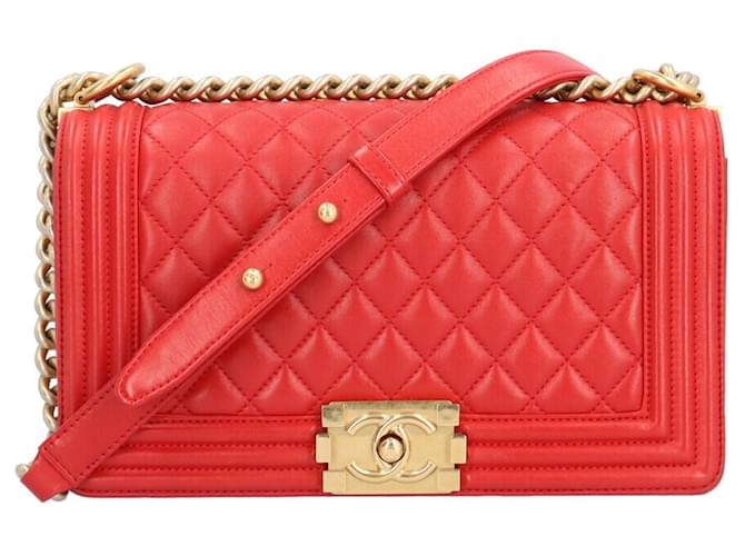 Chanel Boy Red Leather ref.1059933 - Joli Closet