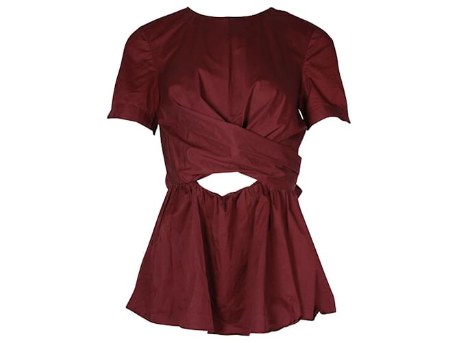 Diane Von Furstenberg Maroon Wrap Design Top Red Cotton ref.1060698 ...