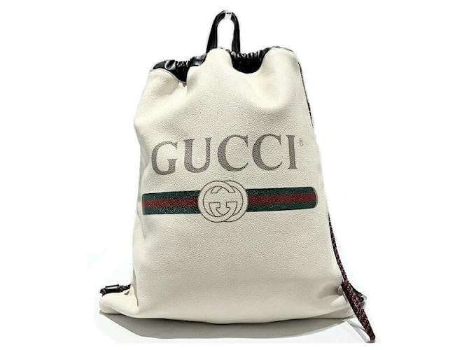 Gucci Sac à dos en cuir avec cordon de serrage et logo 516639 Veau ...