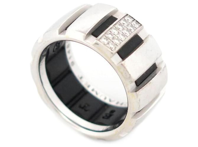 BAGUE CHAUMET CLASS ONE TAILLE 52 EN OR BLANC 18K ET DIAMANTS WHITE ...