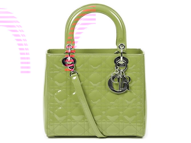 Dior Orange Medium Cannage Patent Lady Dior Leather Patent leather ref ...