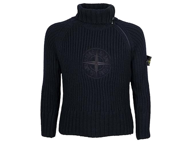 Pull Stone Island à logo brodé Laine Noir ref.1067578 - Joli Closet