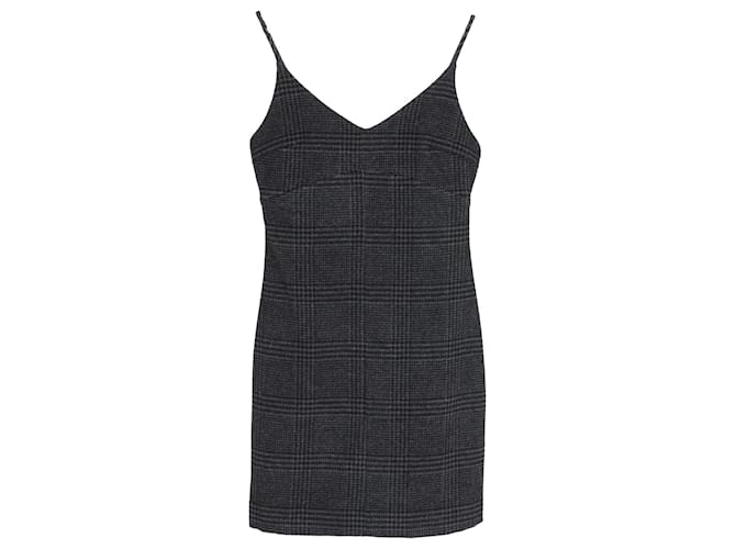 Ganni Sleeveless Plaid Mini Dress in Grey Wool ref.1081658 - Joli Closet