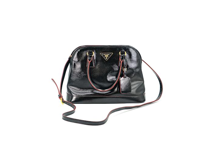 Prada Saffiano Lux Dome Bag Black Leather Pony-style calfskin ref ...