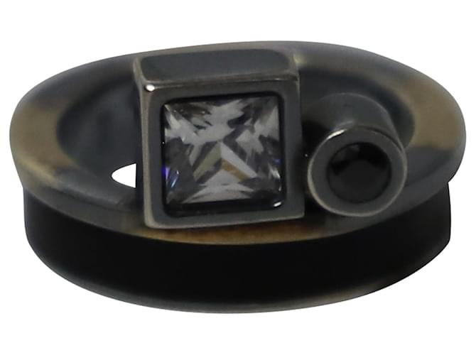 Bottega Veneta Crystal Embedded Ring in Silver Metal Silvery ref ...