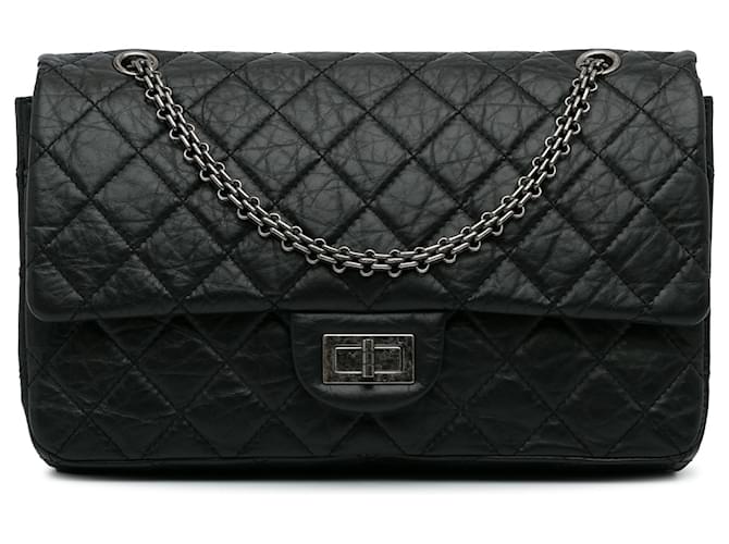 Chanel Black Reissue 2.55 Aged Calfskin Double Flap 227 Leather Pony ...