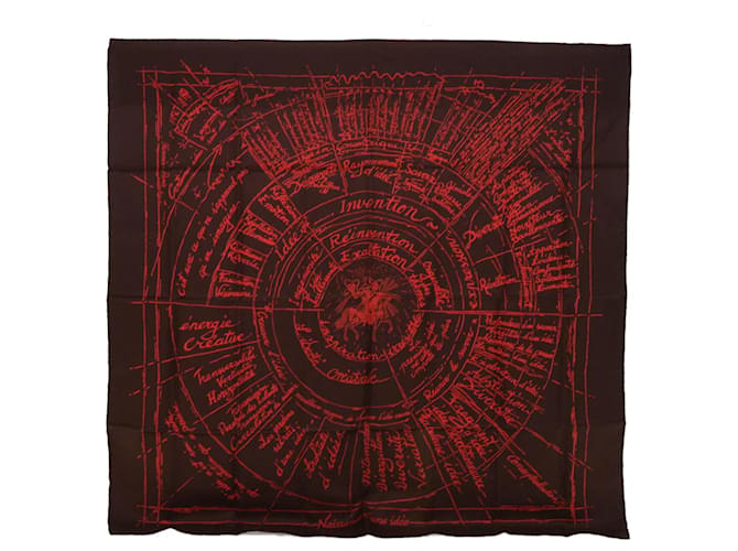 Hermès HERMES CARRE 90 Naissance dune idee Scarf Silk Orange Brown Auth ...