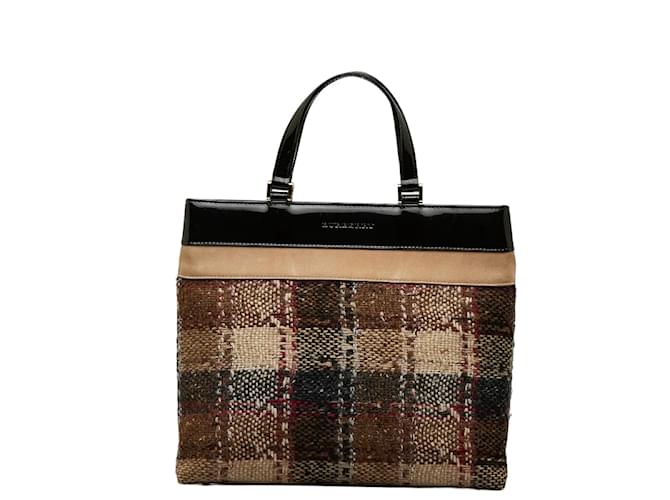 Burberry Check Tweed & Leather Handbag Brown Cloth ref.1097953 - Joli ...