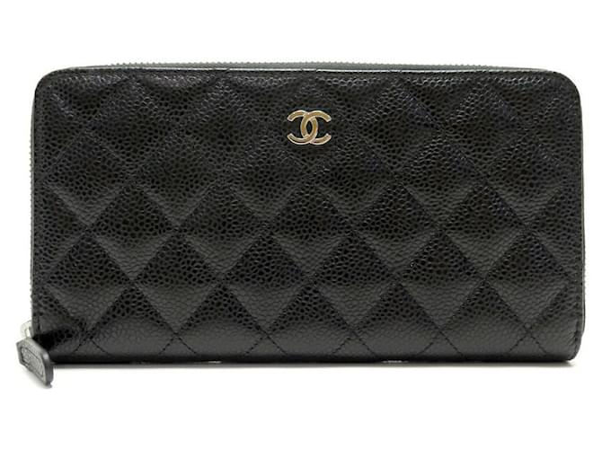 Timeless NEW CHANEL LONG CLASSIC ZIP WALLET CC LOGO CAVIAR LEATHER ...