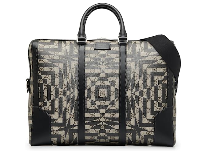 Gucci Brown GG Supreme Caleido Eden Briefcase Beige Cloth Cloth ref ...