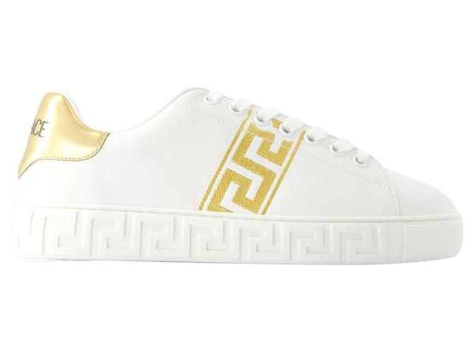 La Greca Sneakers - Versace - Embroidery - White/Gold Leather ref ...