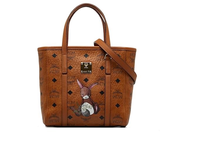 MCM Brown Visetos Rabbit Satchel Cloth Cloth ref.1109392 - Joli Closet