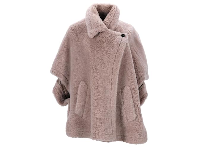 Max Mara Teddy Fabric Cape Coat in Beige Alpaca Wool ref.1112309 - Joli ...