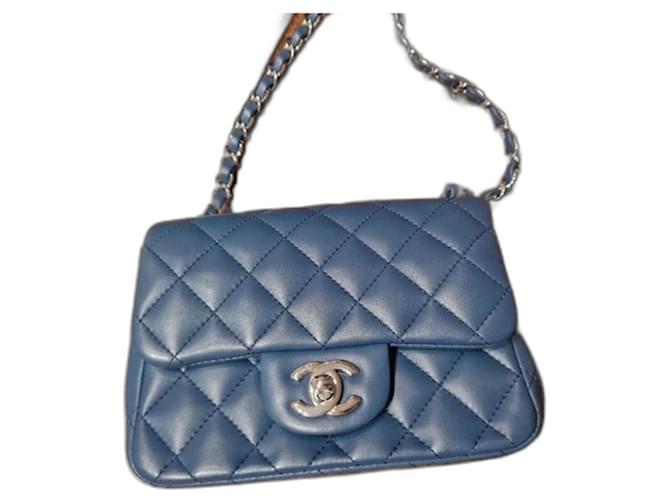 Timeless Chanel classic mini flap azul Navy blue Leather ref.1112540 ...