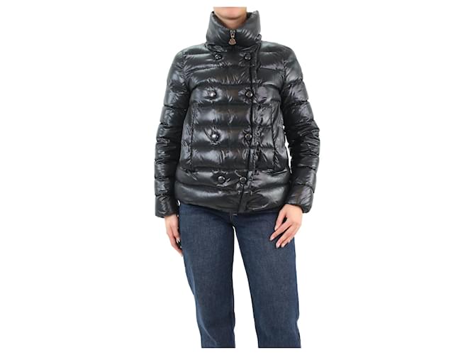 Moncler Black double-breasted puffer jacket - size UK 12 Polyamide ref ...