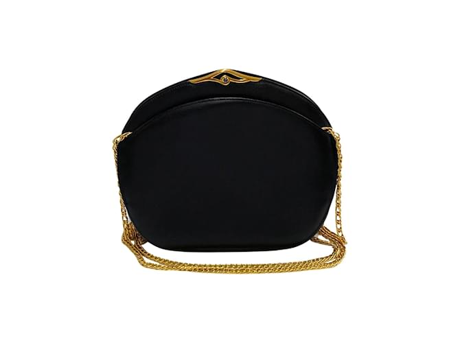 Vintage S de Cartier Chain Bag Black Leather Pony-style calfskin ref ...