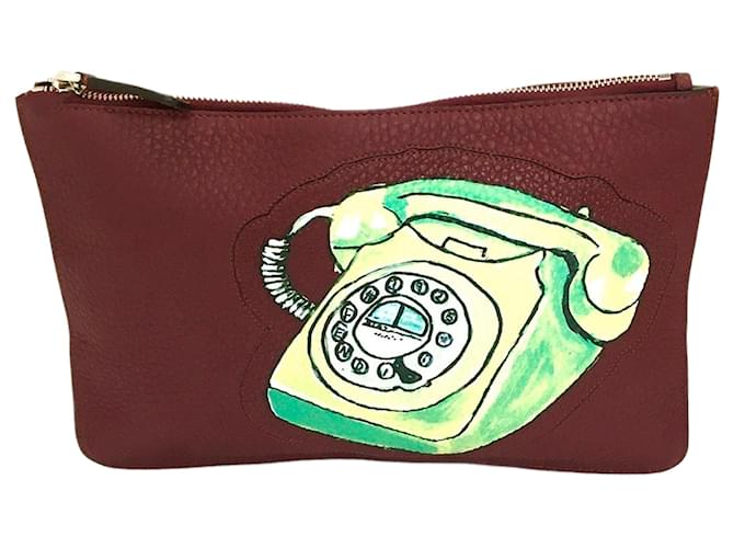Fendi Red Telephone Leather Clutch Pony-style calfskin ref.1115701 ...