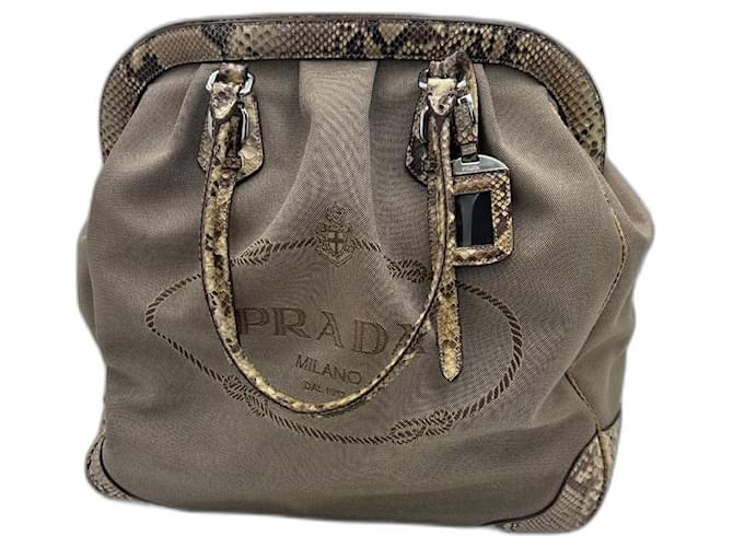 Prada Handbags Beige Cloth Python ref.1119687 - Joli Closet