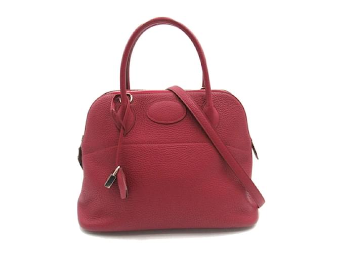 Hermès Clemence Bolide 31 Red Leather Pony-style calfskin ref.1130832 ...