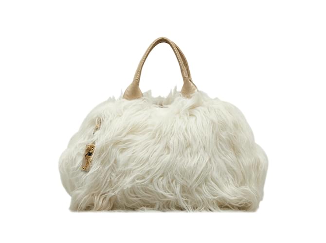 White Prada Eco Kidassia Faux Fur Garden Handbag Leather ref.1133988 ...