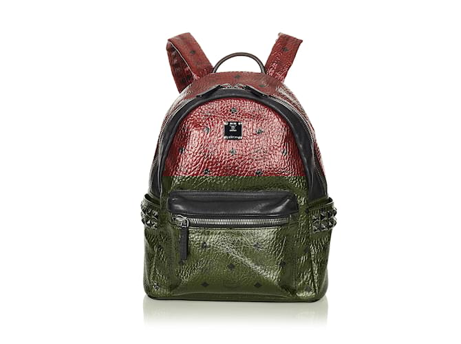 Red MCM Mini Visetos Leather Backpack ref.1135006 - Joli Closet