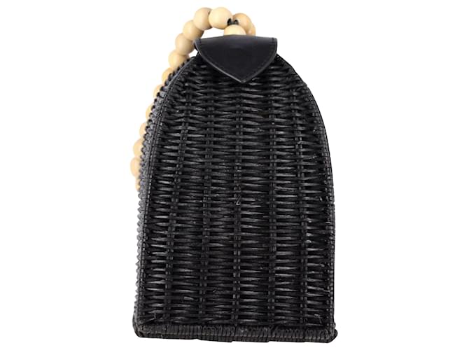 Ulla Johnson Raya Trapeze Bag in Black Rattan Wood ref.1138313 - Joli Closet