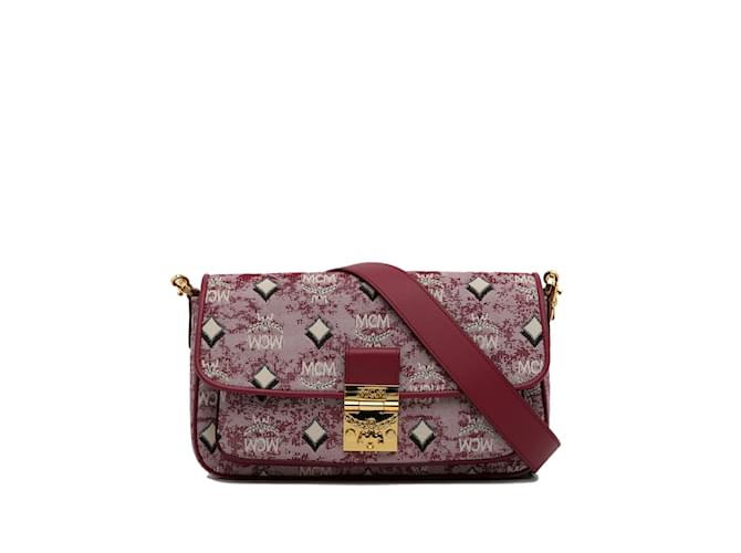 Red MCM Visetos Crossbody Bag Leather ref.1149210 - Joli Closet