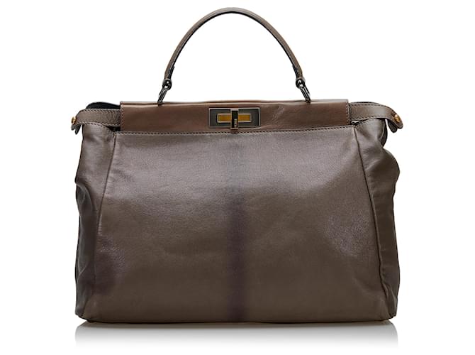 Gray Fendi Large Peekaboo Iconic Satchel Leather ref.1151265 - Joli Closet