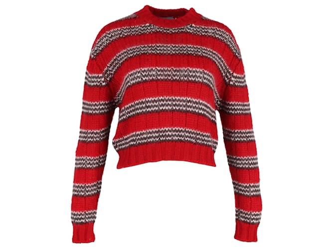 Prada Striped Knitted Sweater in Red Wool ref.1151873 - Joli Closet